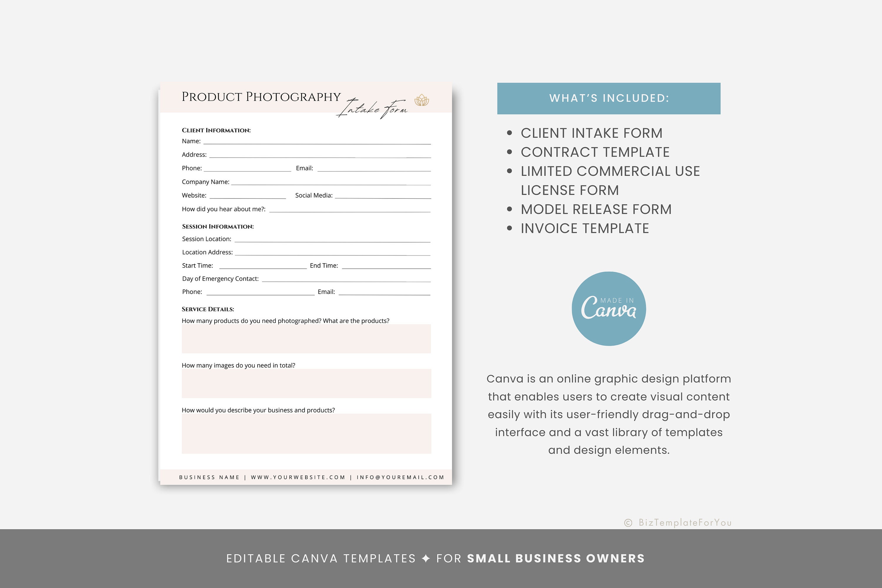Editable Product Photography Contract Template. Commercial Product ...