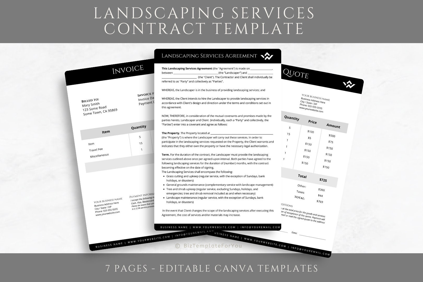 Editable Landscaping Contract Template Professional - Etsy