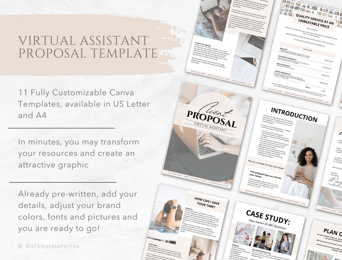 Editable Virtual Assistant Proposal Template Freelance - Etsy