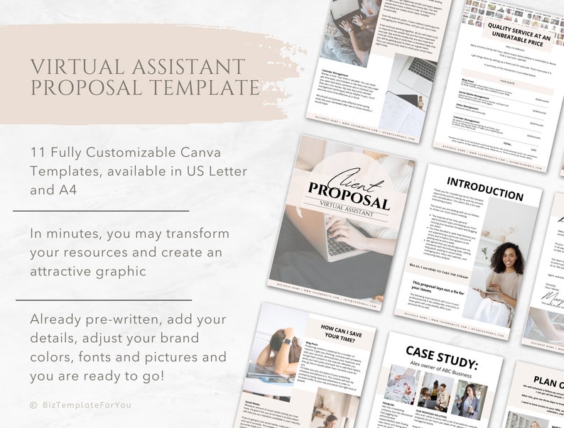 Editable Virtual Assistant Proposal Template Freelance - Etsy