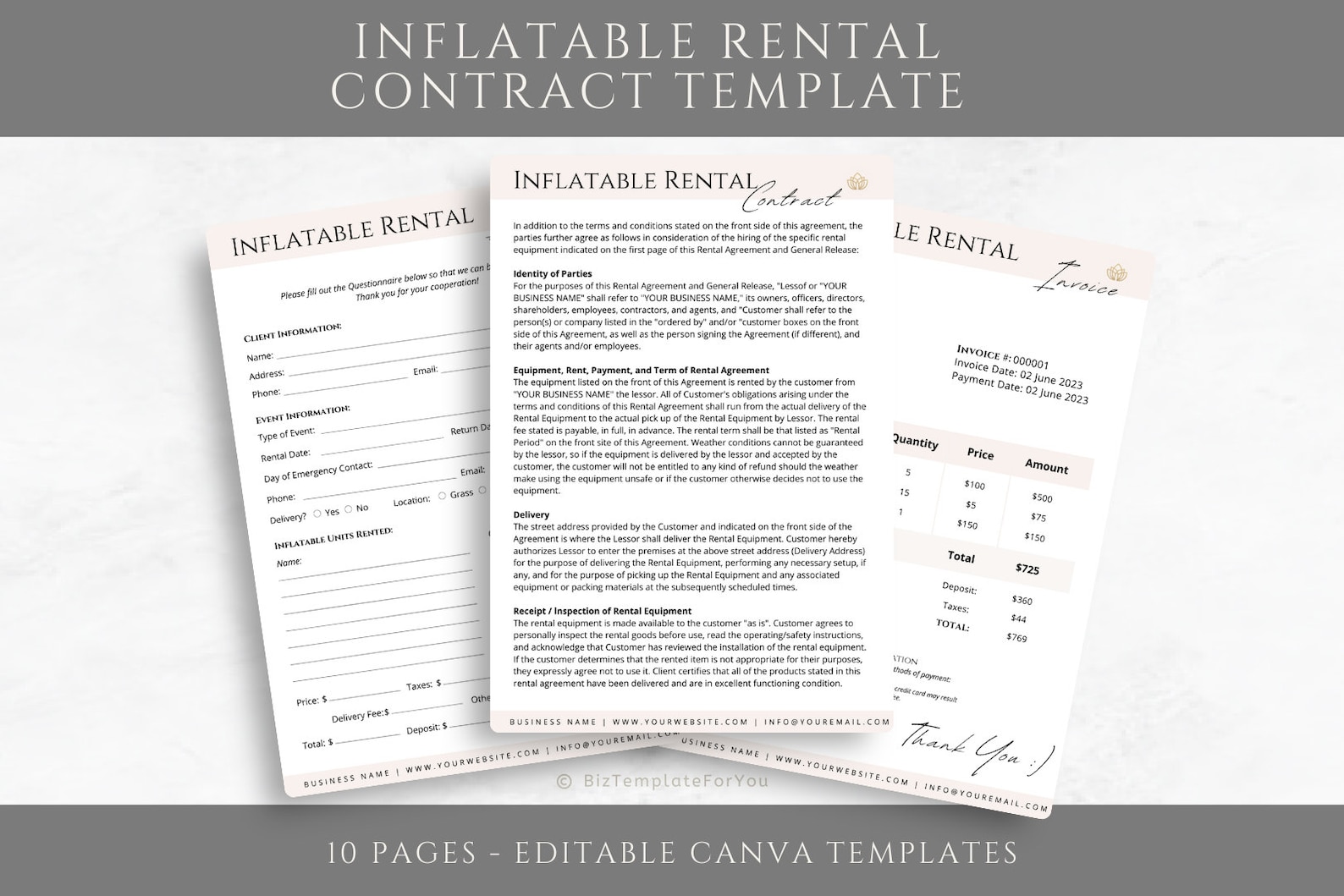 Editable Inflatable Rental Agreement Template, Bounce House Rental ...