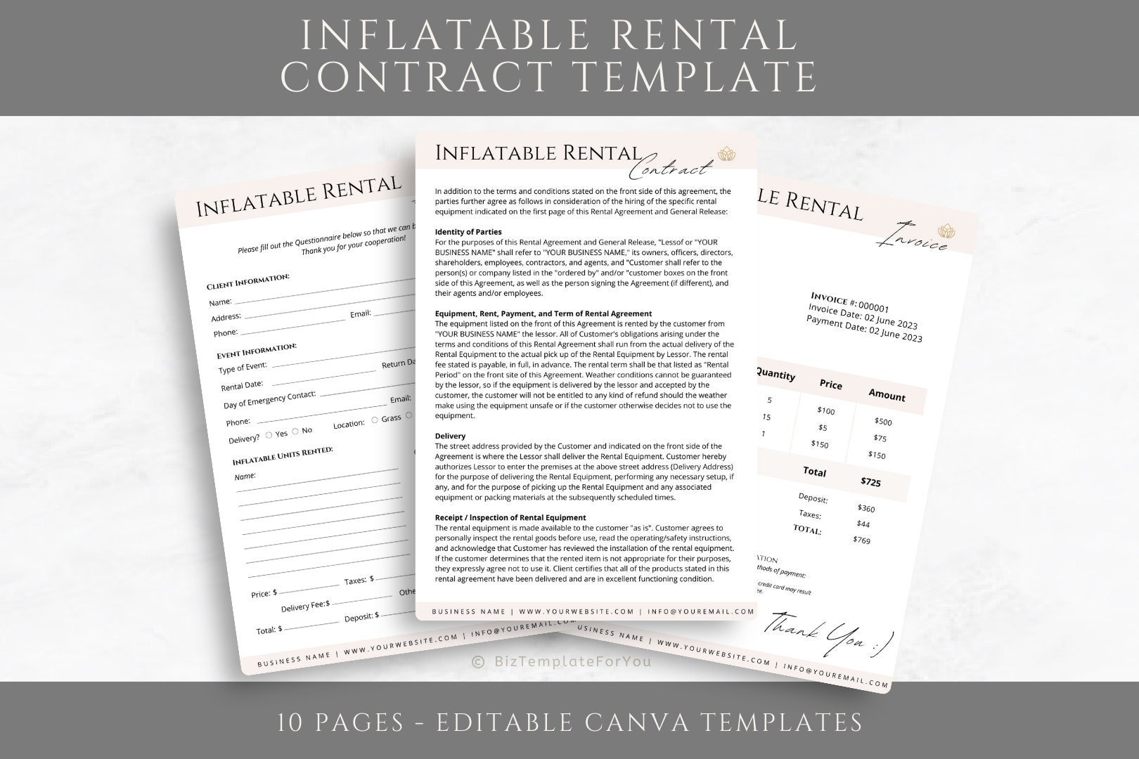 Editable Inflatable Rental Agreement Template, Bounce House Rental ...