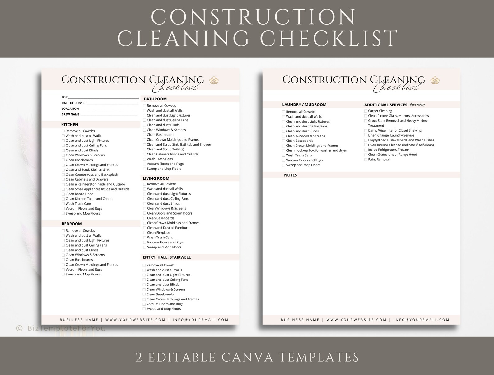 Construction Cleaning Checklist Editable House Cleaning - Etsy