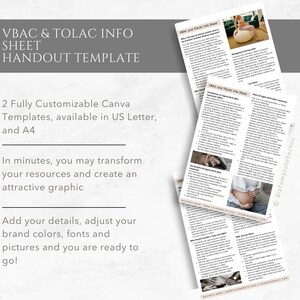 VBAC & TOLAC Info Sheet - Editable Handout Template for Birth Doulas ...