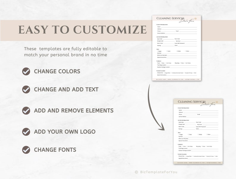 Cleaning Services Client Intake Form Editable Residential and - Etsy