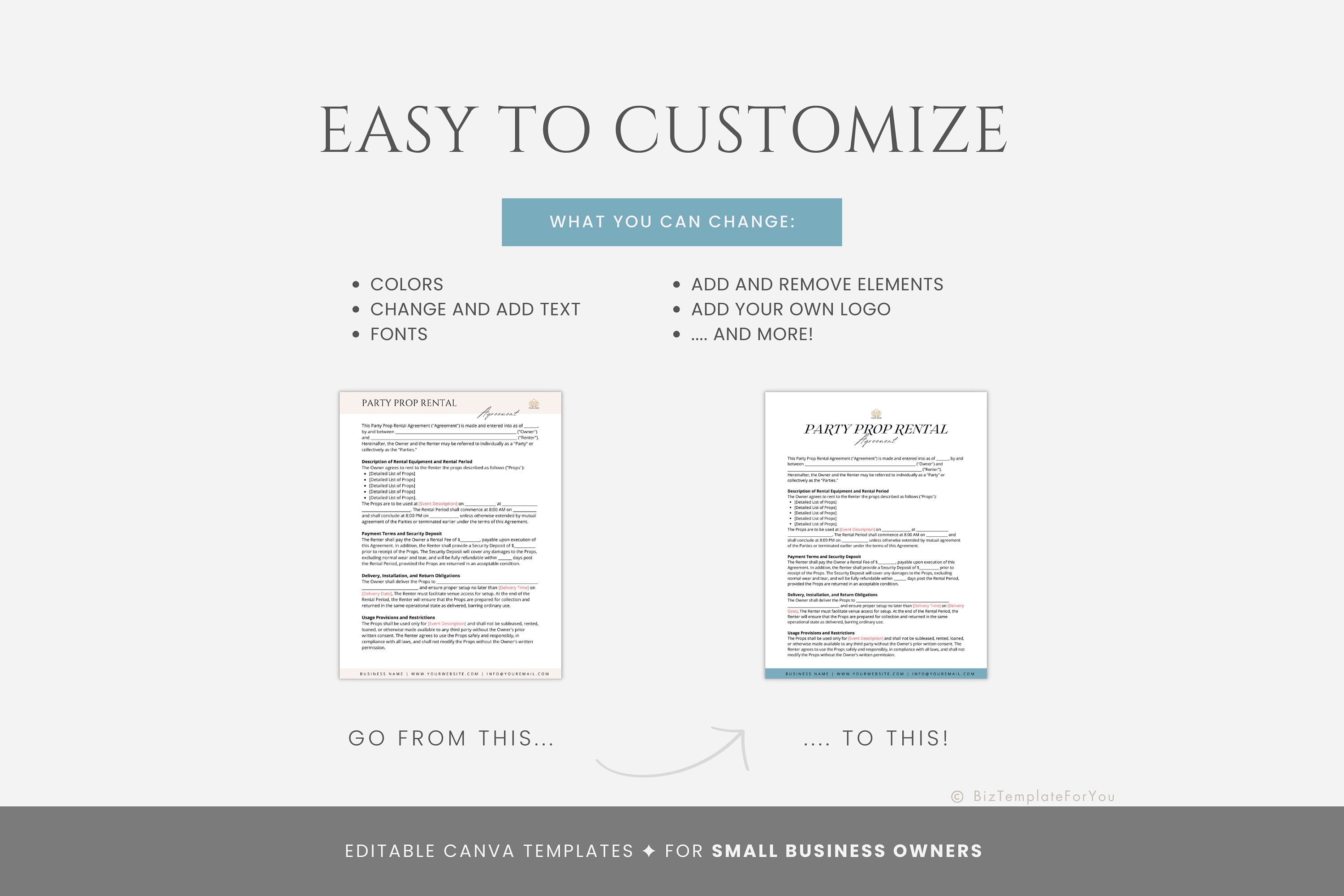 Editable Party Prop Contract Template, Party Decor Rental Agreement ...