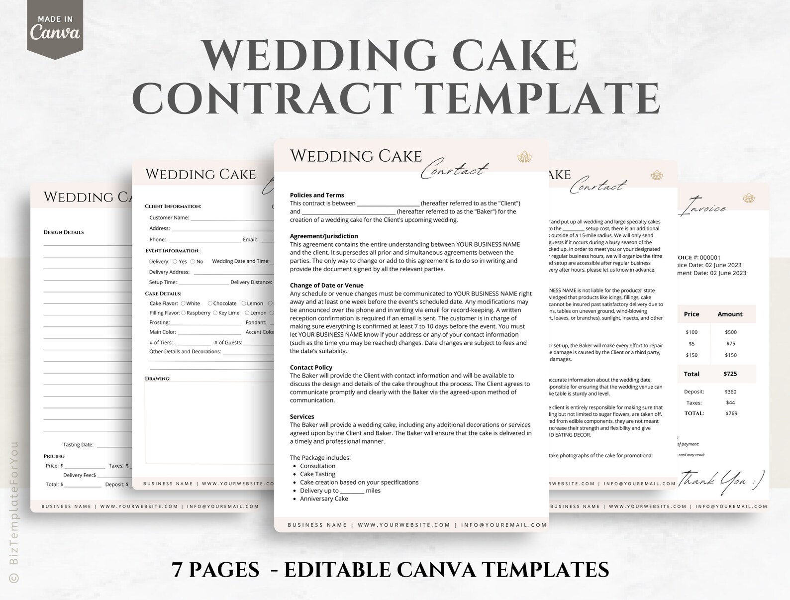 Editable Wedding Cake Contract Template Wedding Cake Order - Etsy
