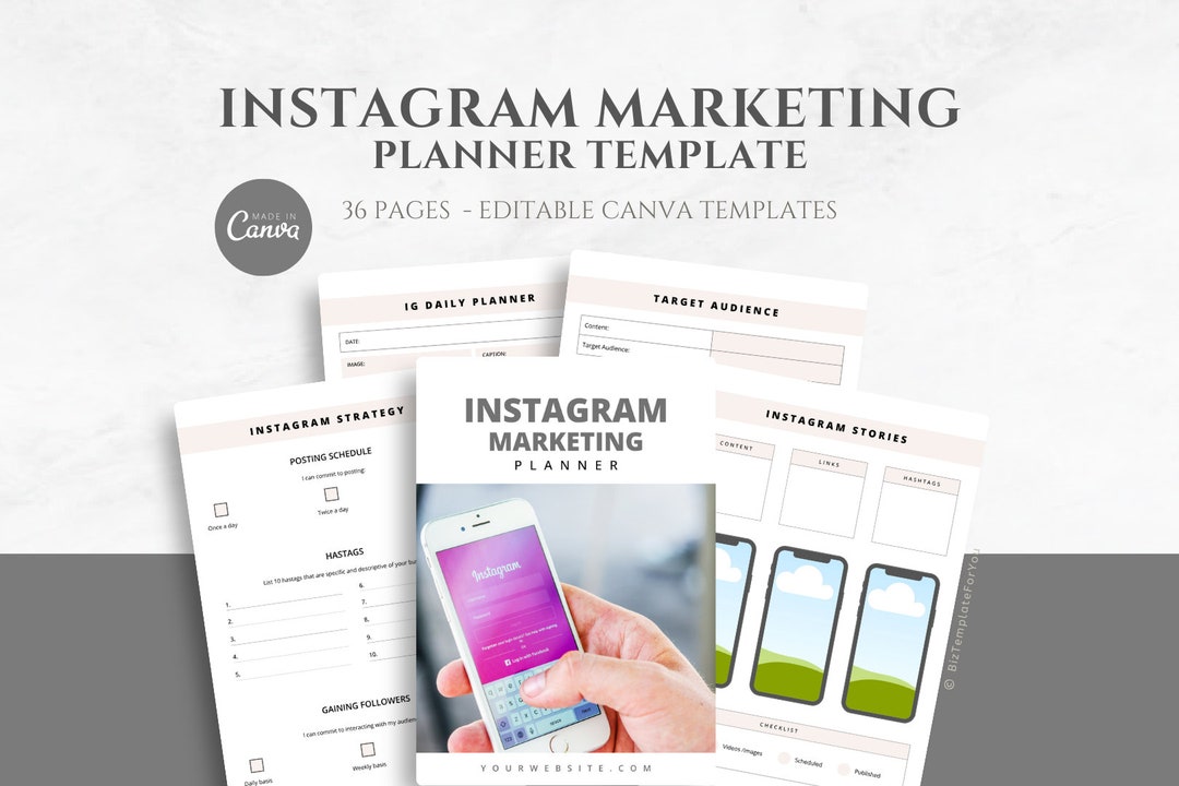 Editable Instagram Planner Template Social Media Strategy - Etsy