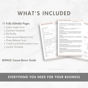 Editable Dog Daycare Forms Bundle Dog Daycare Contract Template, Pet ...