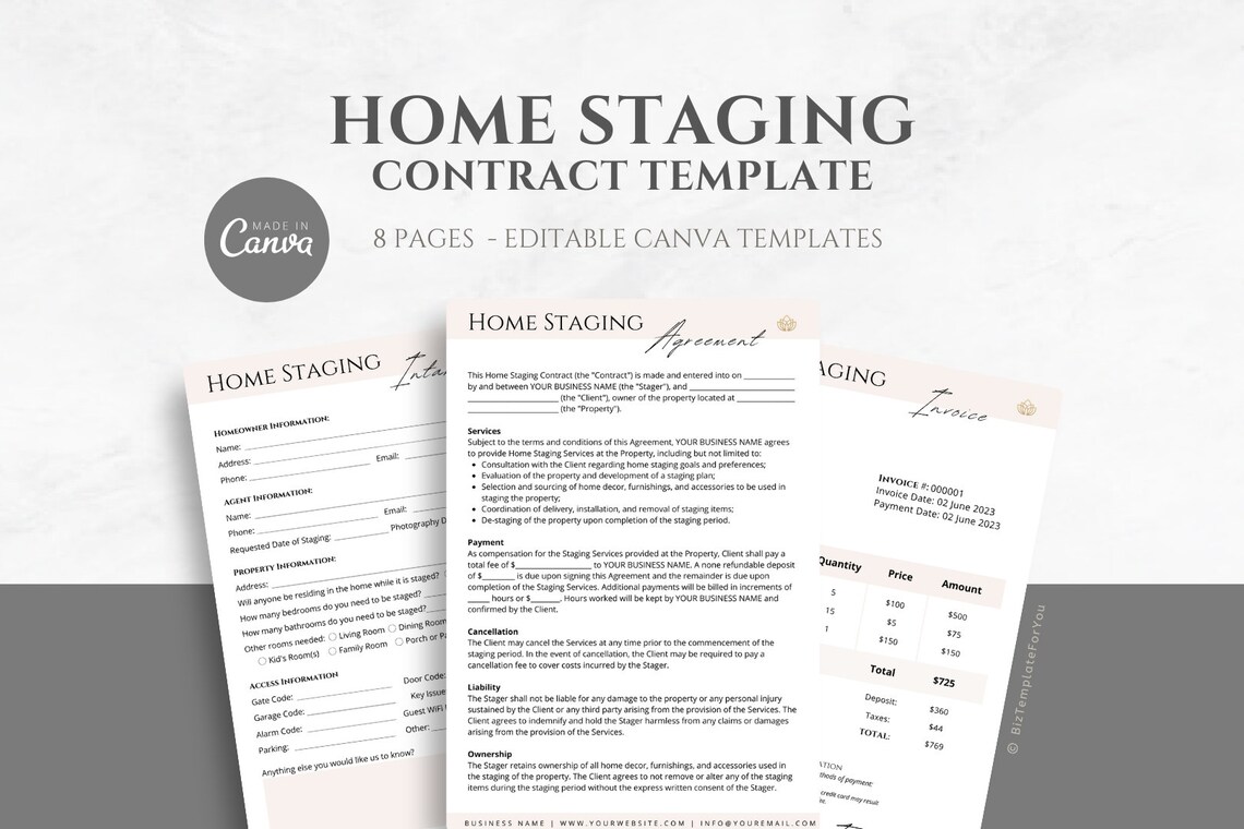 Editable Home Staging Contract Template Property Staging - Etsy