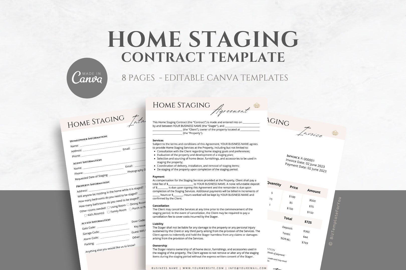 Editable Home Staging Contract Template Property Staging - Etsy