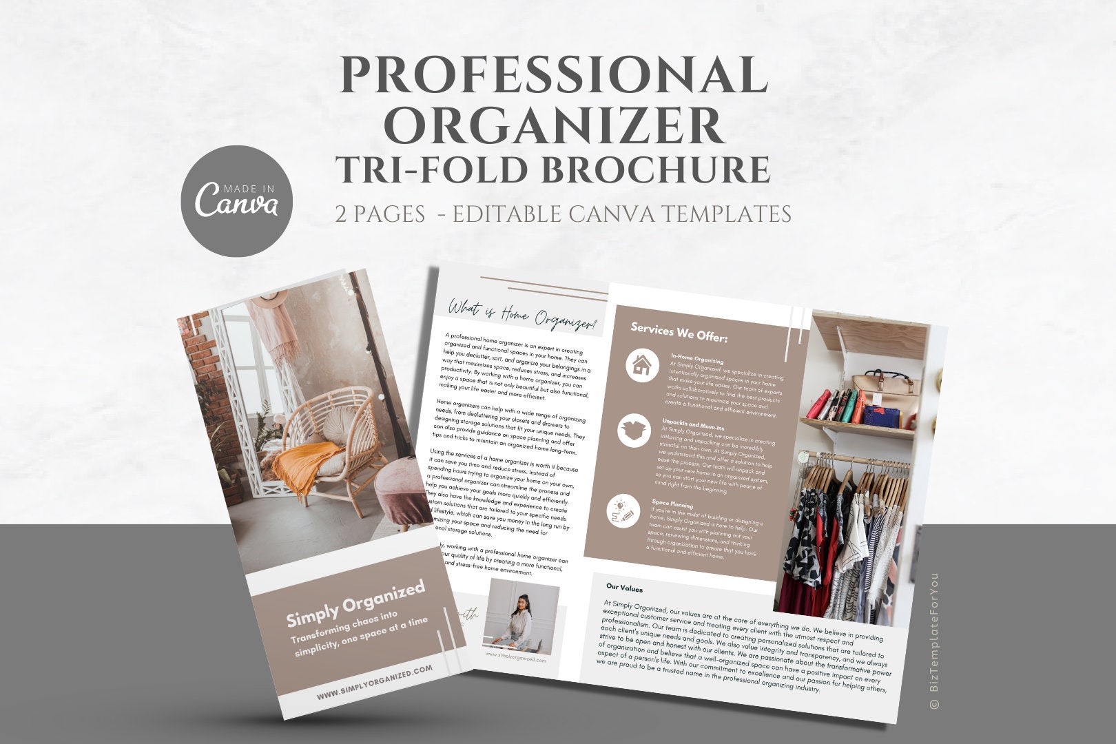 Editable Professional Organizer Tri-fold Brochure Template, Home ...