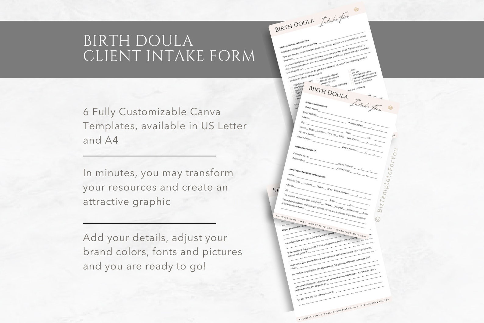 Editable Birth Doula Client Intake Form Template Doula - Etsy Canada