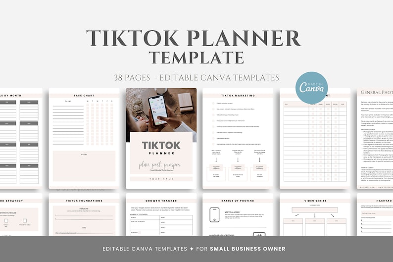 Editable Tiktok Planner Template, Social Media Planner for Small ...