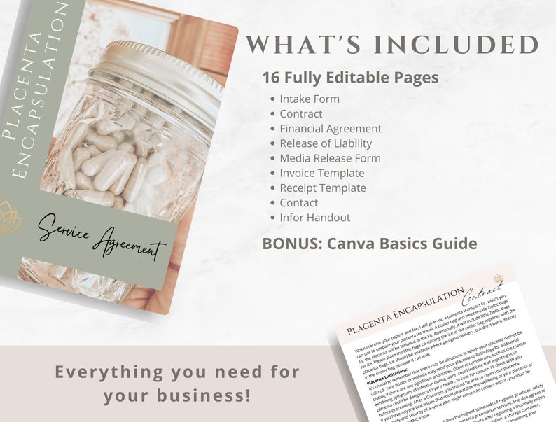 Editable Placenta Encapsulation Contracts & Intake Forms - Etsy