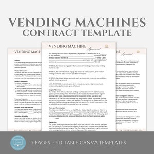 Editable Vending Machine Contract Template, Vending Business Rental ...