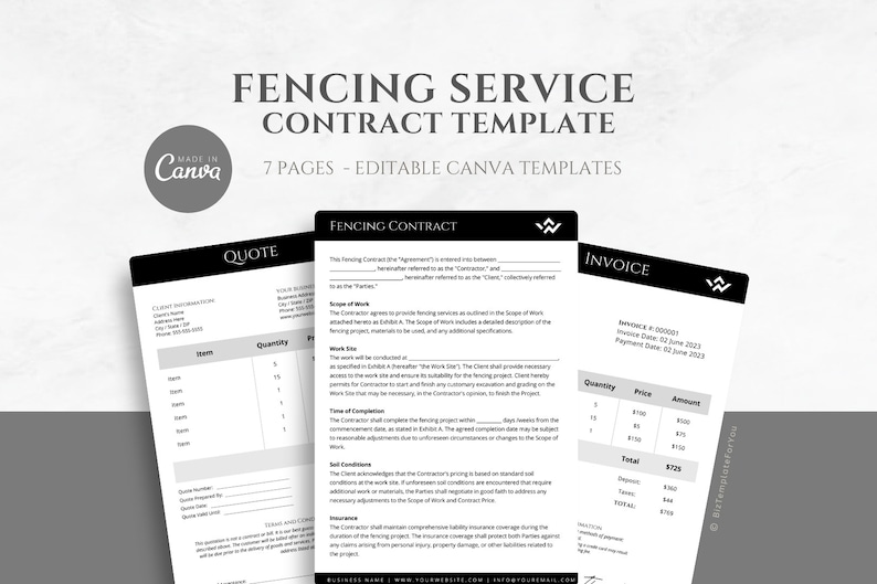 Editable Fencing Contract Template, Professional Fencing and Gates ...