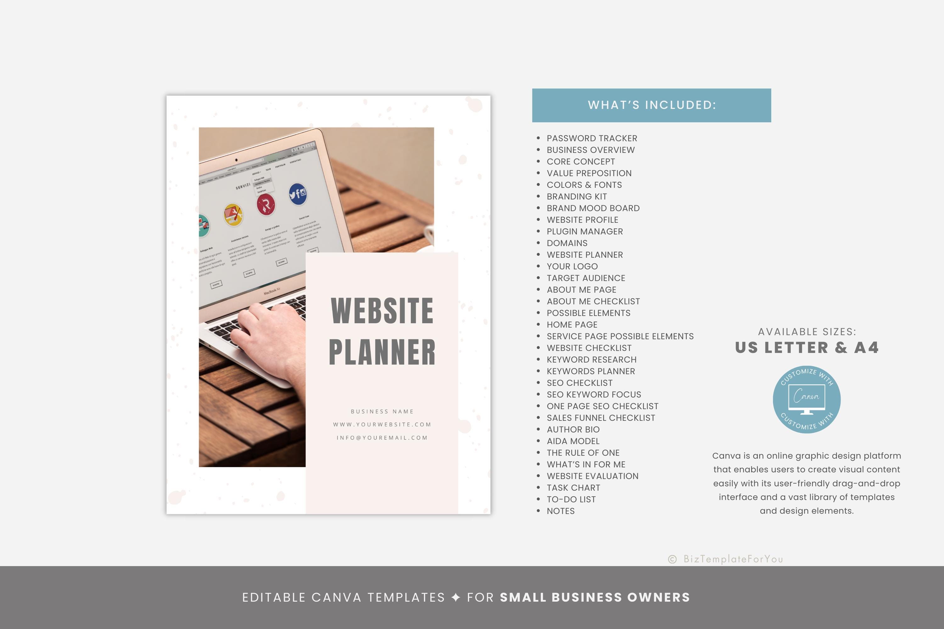 Editable Website Planner Template, New Website Launch Planner for Small ...