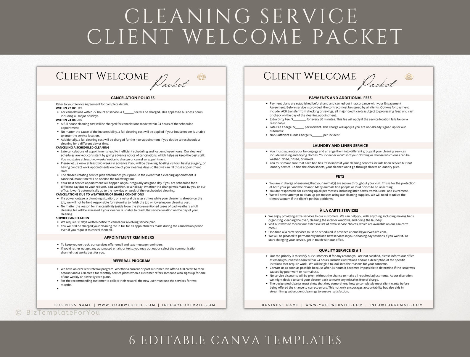 Cleaning Services Client Welcome Packet Editable Client - Etsy