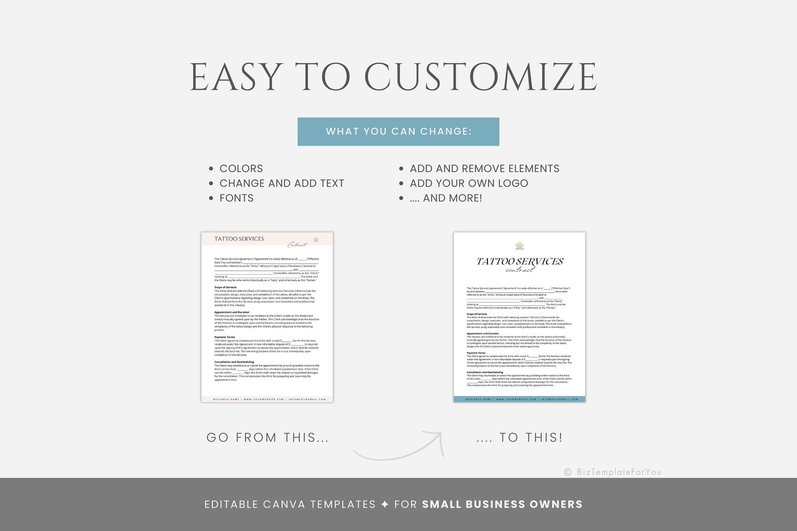 Editable Tattoo Artist Forms Bundle, Tattoo Contract Template, Tattoo ...