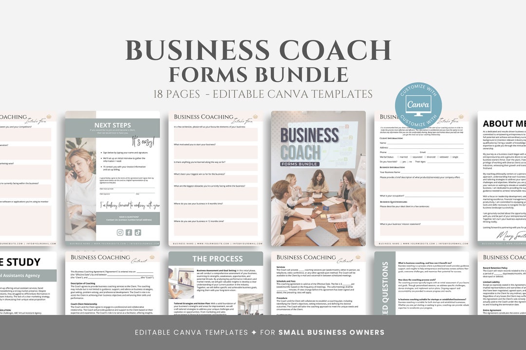 Editable Business Coach Forms Templates Bundle, Business Coaching ...