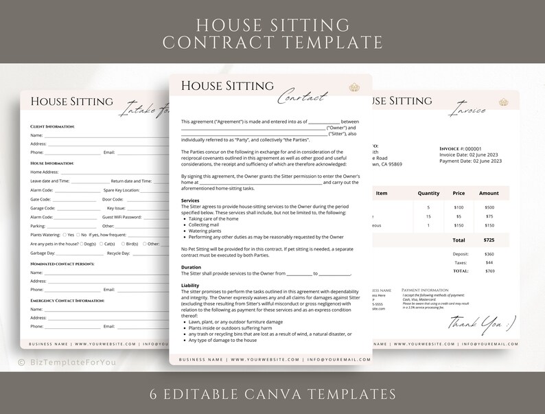 Editable House Sitting Contract Template House Sitter - Etsy