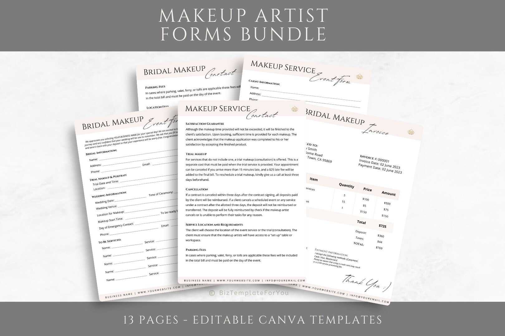 Editable Makeup Artist Forms Templates Bundle, Including Intake From ...