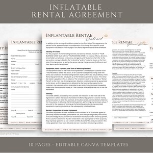 Editable Inflatable Rental Agreement Template Bounce House - Etsy