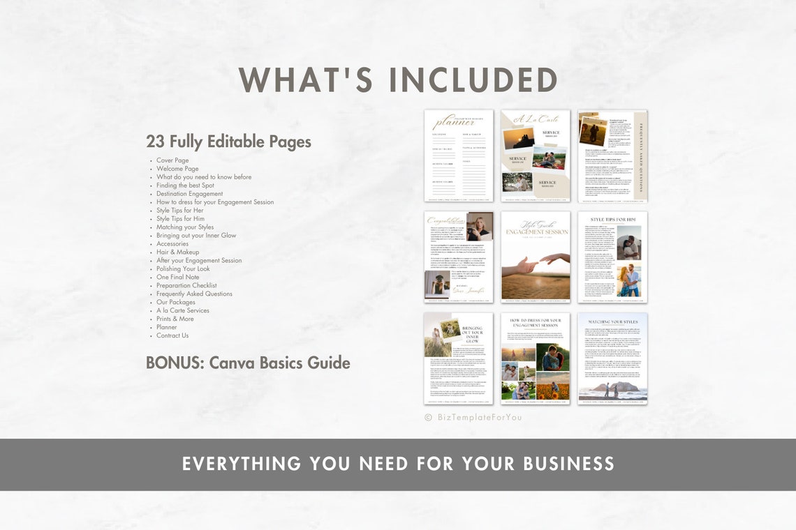 Editable Engagement Session Style Guide Template, Pre-written Couple ...