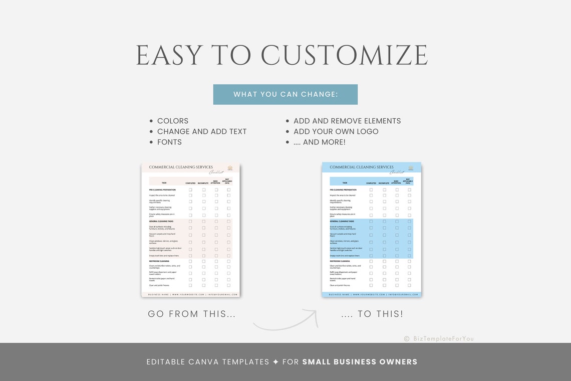 Commercial Cleaning Checklist Template for Cleaning Service Business ...