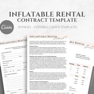 Editable Inflatable Rental Agreement Template Bounce House - Etsy