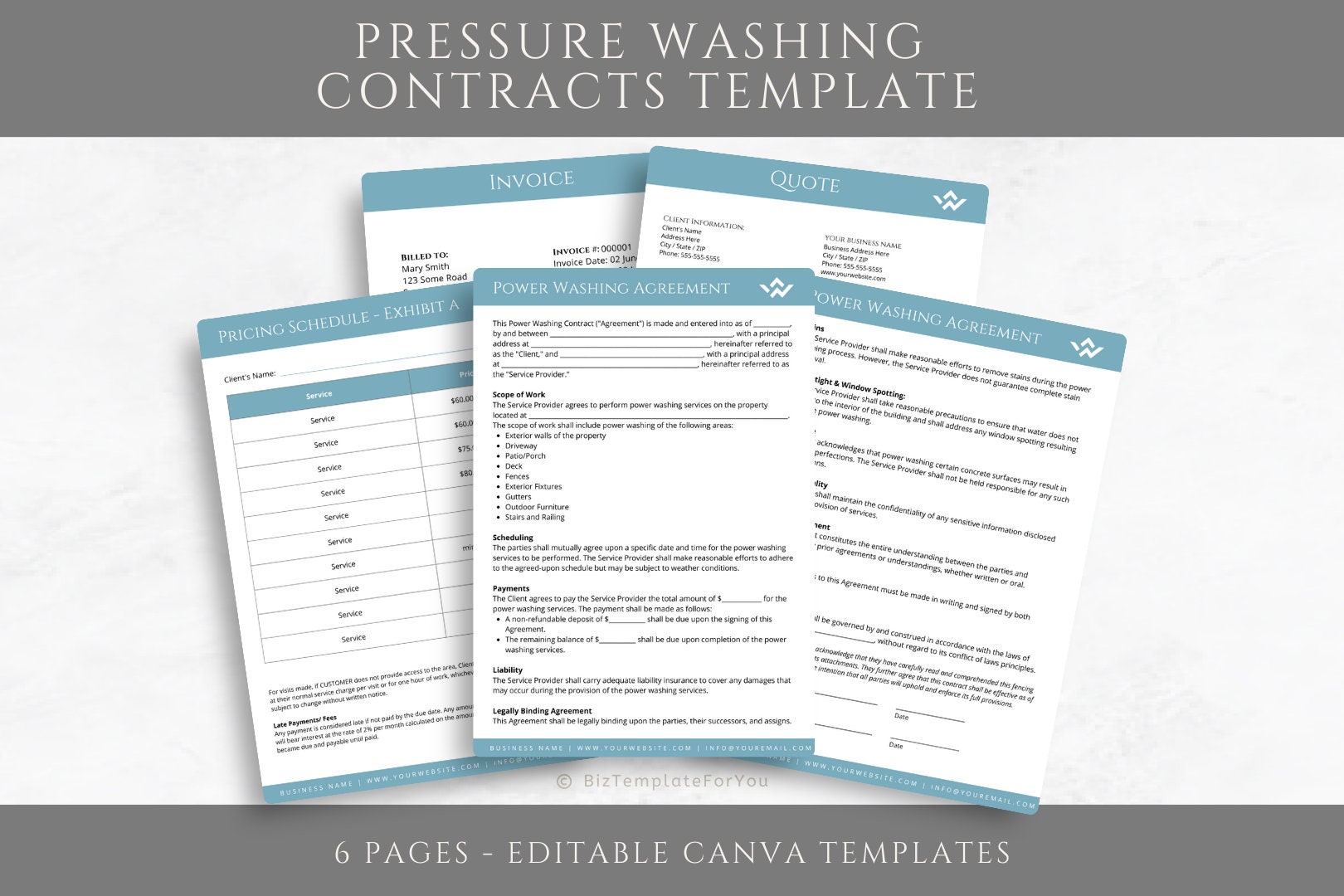 Editable Pressure Washing Contract Template, Professional Power ...