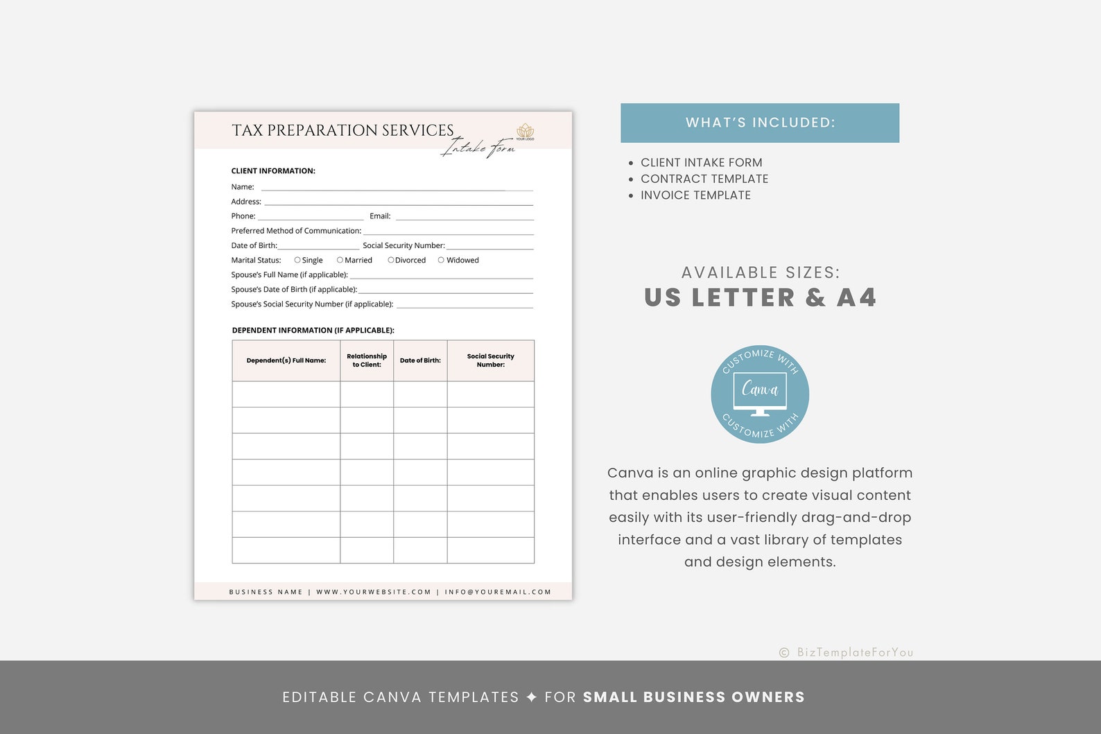 Editable Tax Preparation Contract Template, Freelance Tax Preparer ...