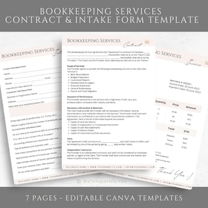 Editable Bookkeeping Services Agreement Template, Freelance Bookkeeper ...