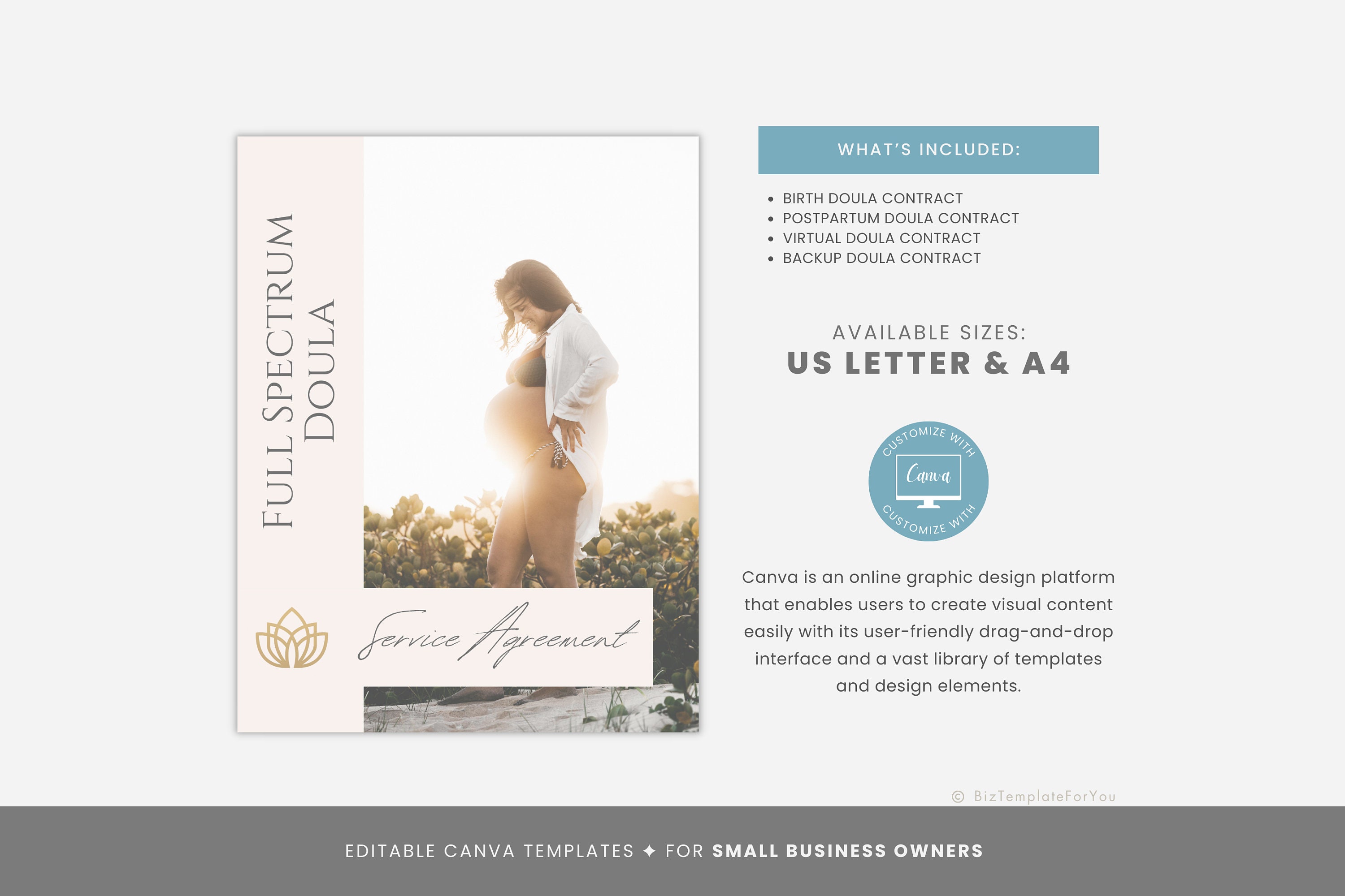 Editable Full Spectrum Doula Contract Canva Templates, Incl. Virtual ...