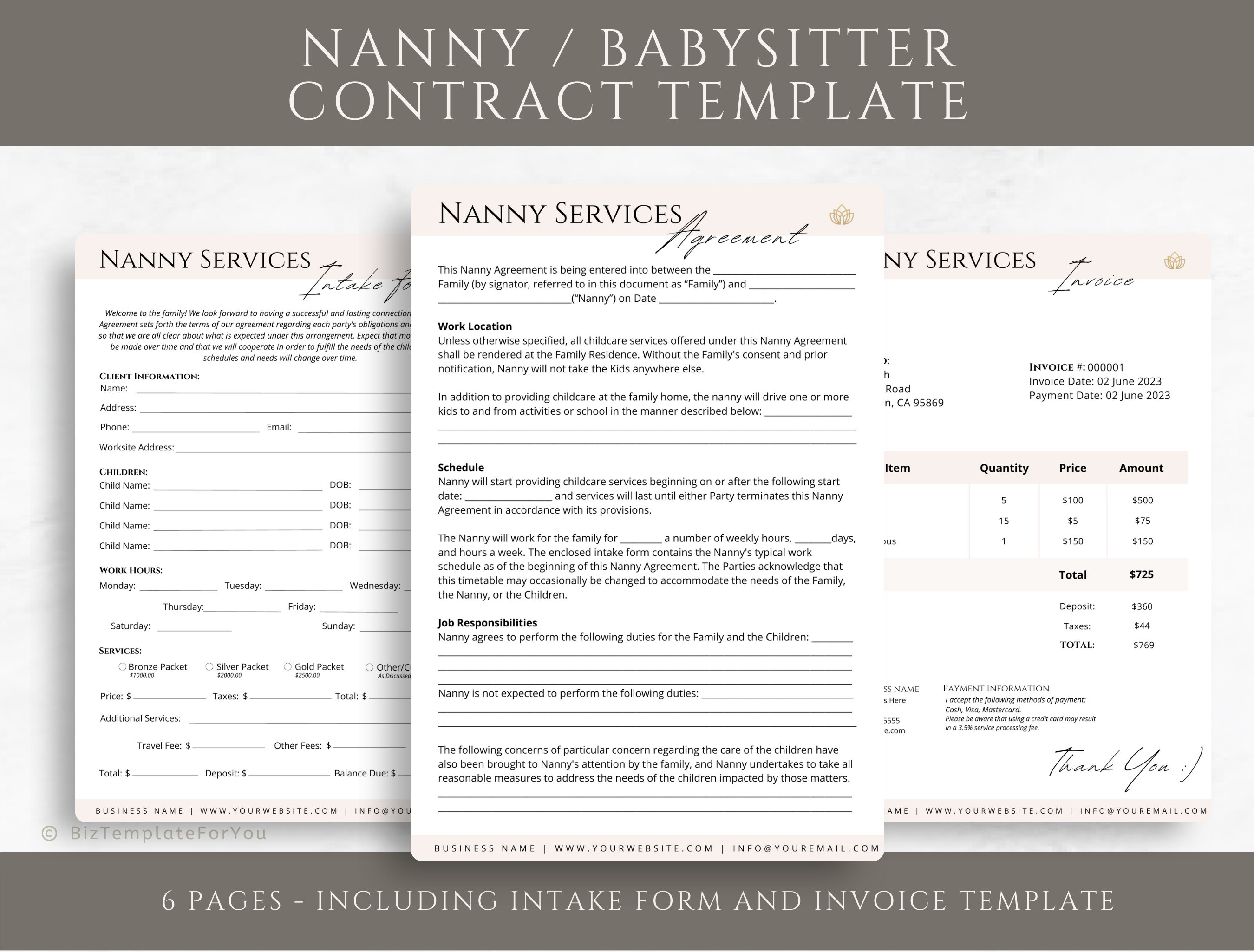 Editable Nanny Contract Template Nanny Intake Form - Etsy UK