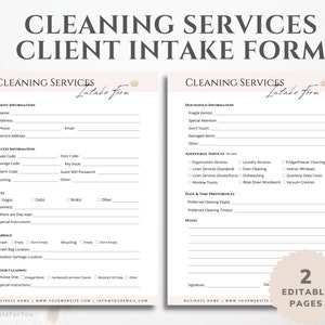 Cleaning Services Client Intake Form Editable Residential and - Etsy
