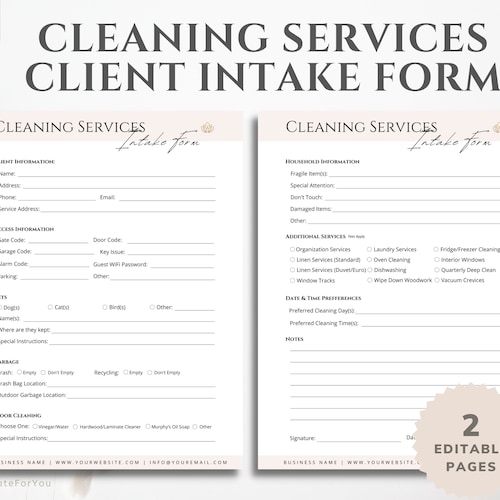Editable Client Intake Form Template Cleaning Service - Etsy Editable Client Intake Form Template Cleaning Service - Etsy