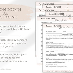 Editable Salon Booth Rental Agreement Professional Booth - Etsy