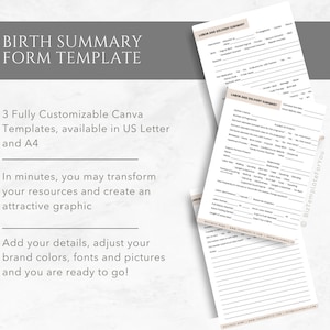 Editable Birth Summary Template, Labor and Delivery Summary Sheet for ...