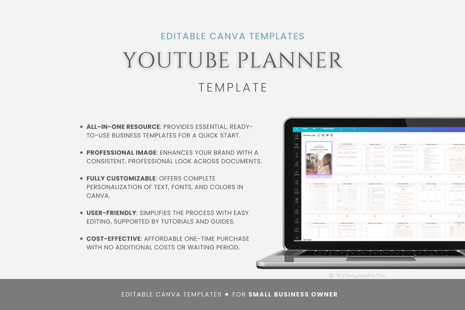 Editable Youtube Planner Template, Social Media Strategy Workbook for ...