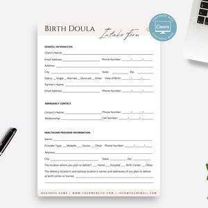 Editable Birth Doula Client Intake Form Template, Doula Business Forms ...