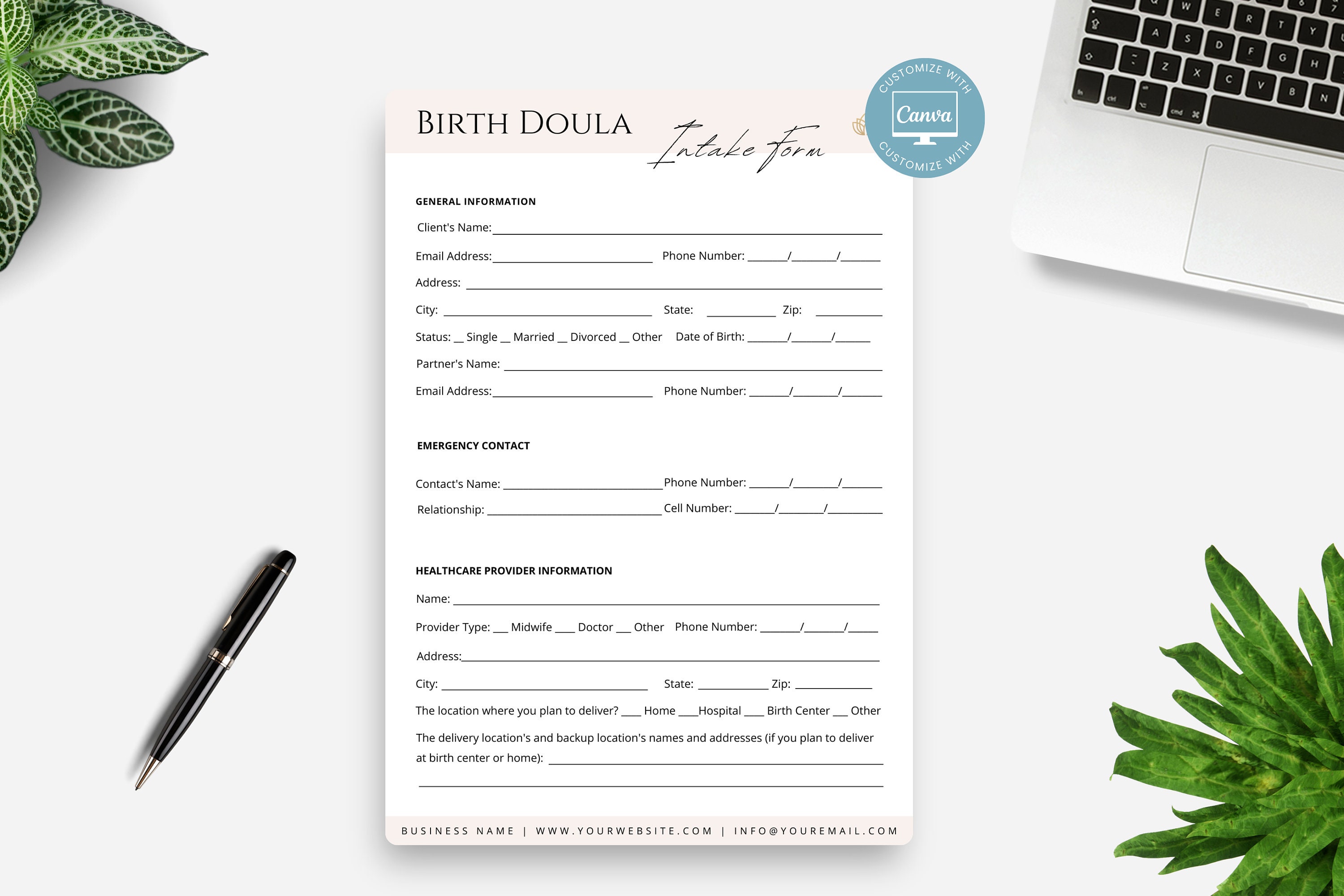Editable Birth Doula Client Intake Form Template, Doula Business Forms ...