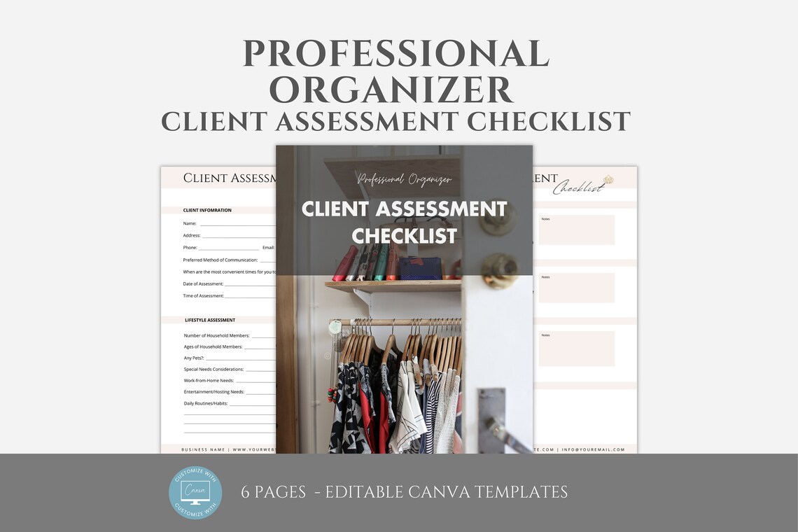Editable Professional Organizer Client Assessment Checklist Template ...