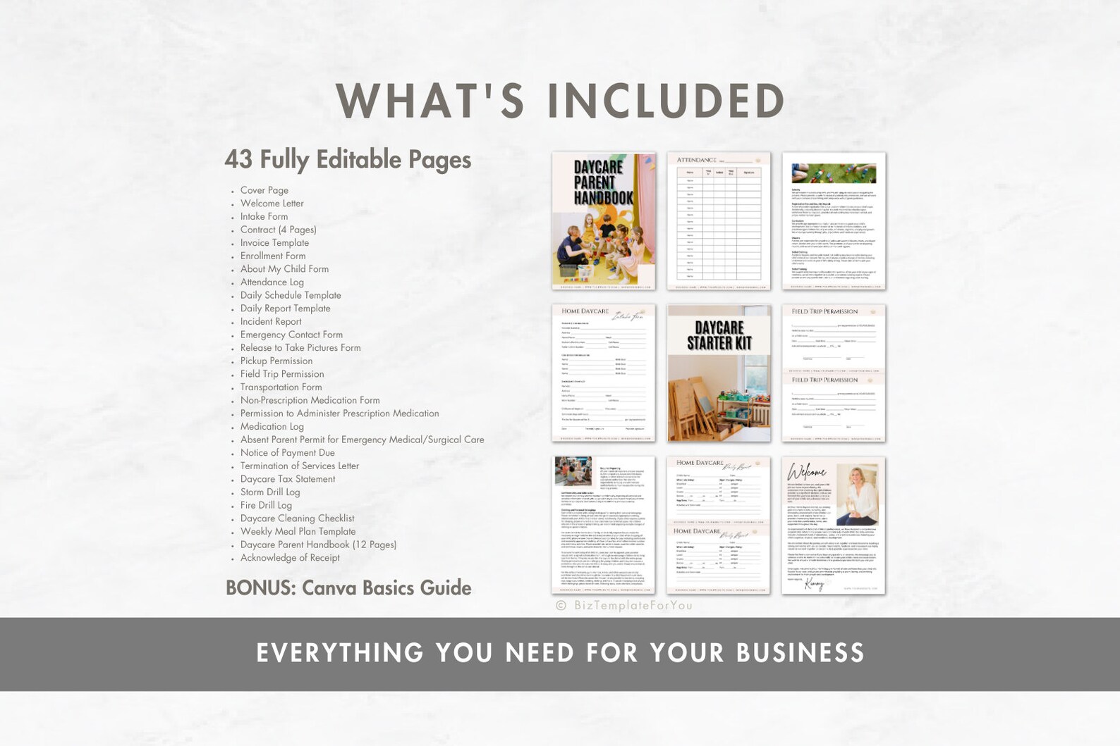 Daycare Starter Kit, Editable Daycare Forms Templates, Starter Kit for ...