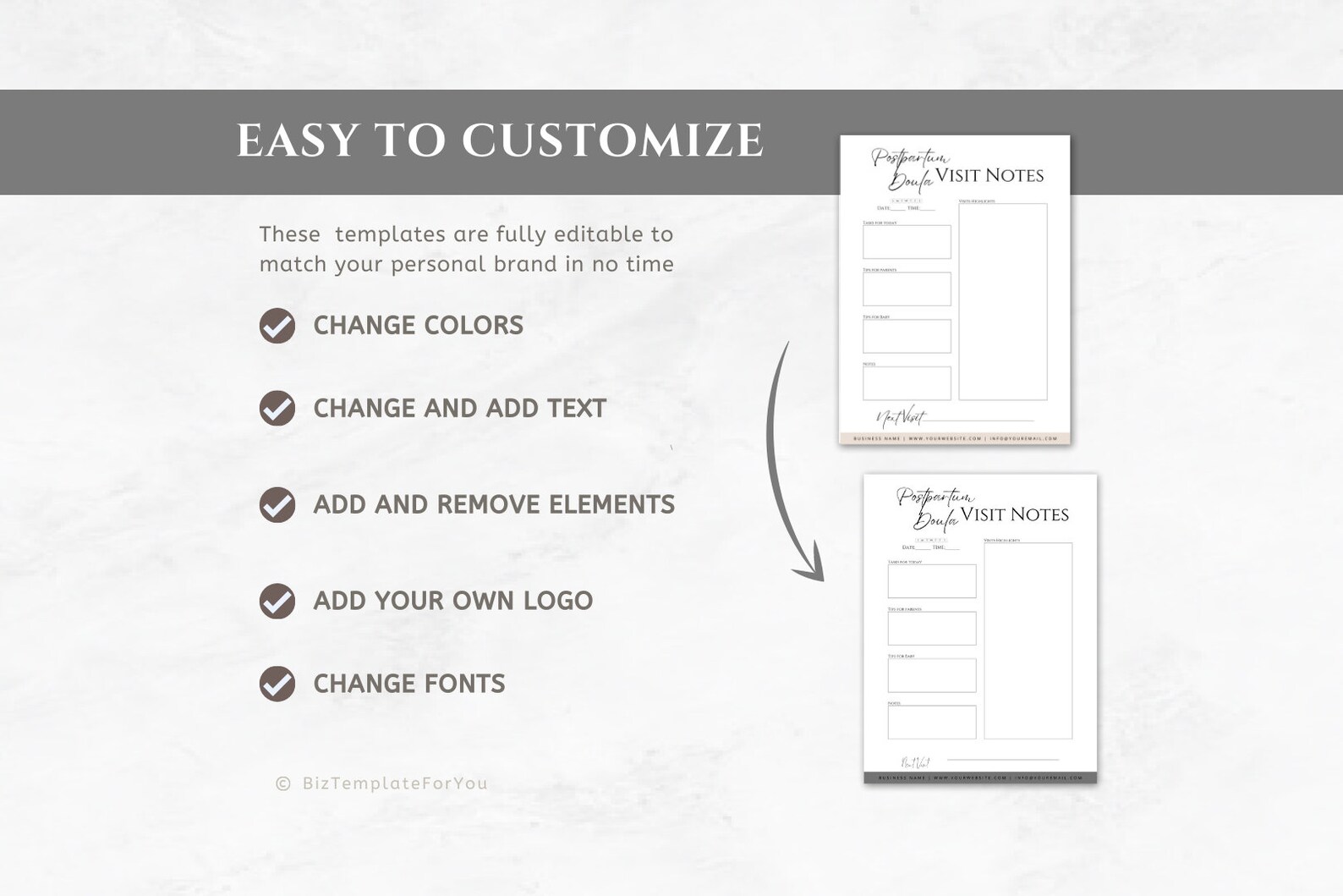 Editable Postpartum Doula Visits Notes and Tracker Templates. Doula Log ...