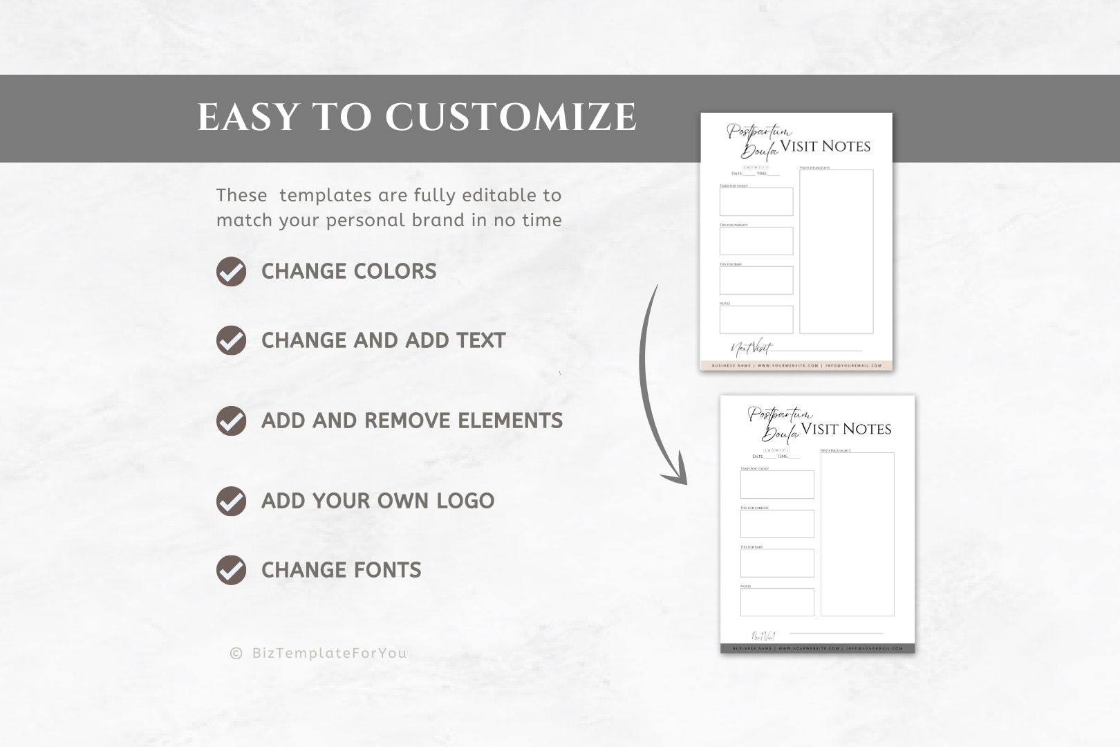 Editable Postpartum Doula Visits Notes and Tracker Templates. Doula Log ...