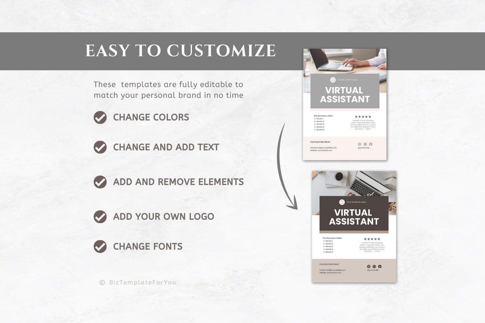 Editable Virtual Assistant Flyer Template, One Page VA Flyer, Virtual ...