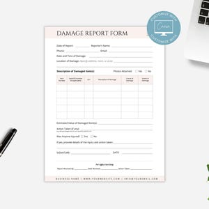 Editable Damage Report Form Template, Incident Report Form, Small ...