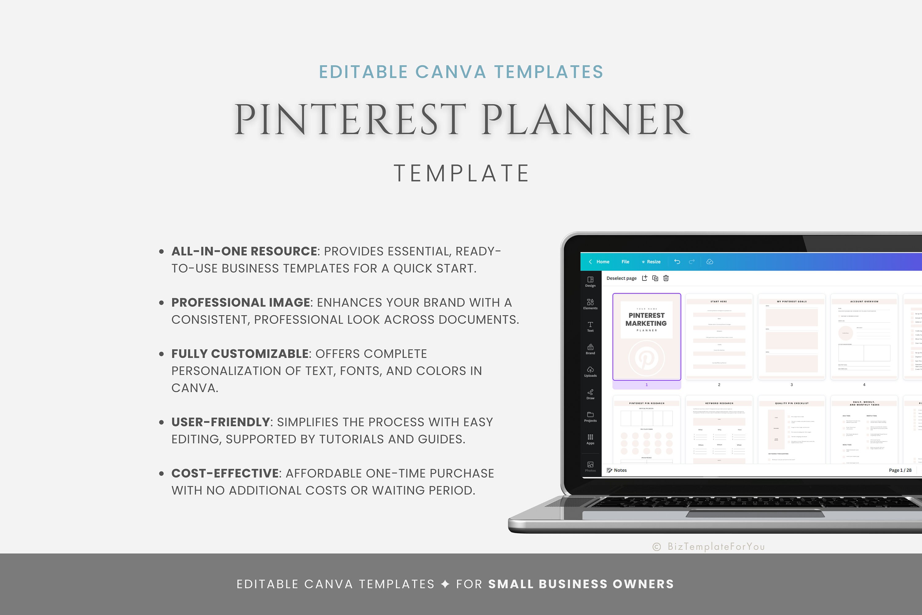 Editable Pinterest Content Planner Template, Social Media Strategy ...